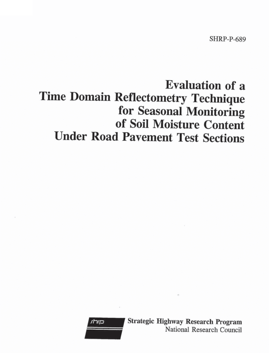 Evaluation of a Time Domain Reflectometry Technique for Seasonal ...