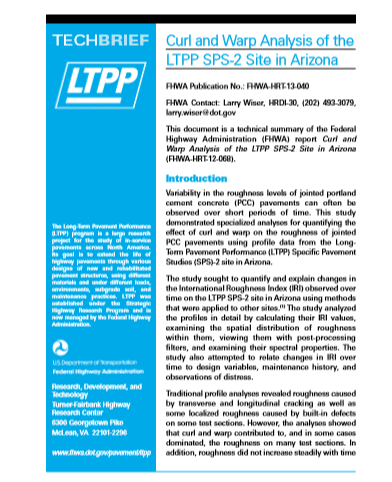 Curl and Warp Analysis of the LTPP SPS-2 Site in Arizona [PUB] - South ...
