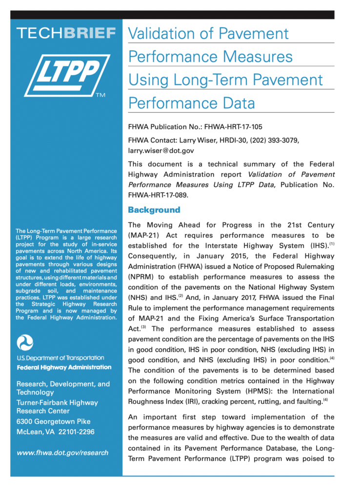 Validation of Pavement Performance Measures Using Long-Term Pavement ...